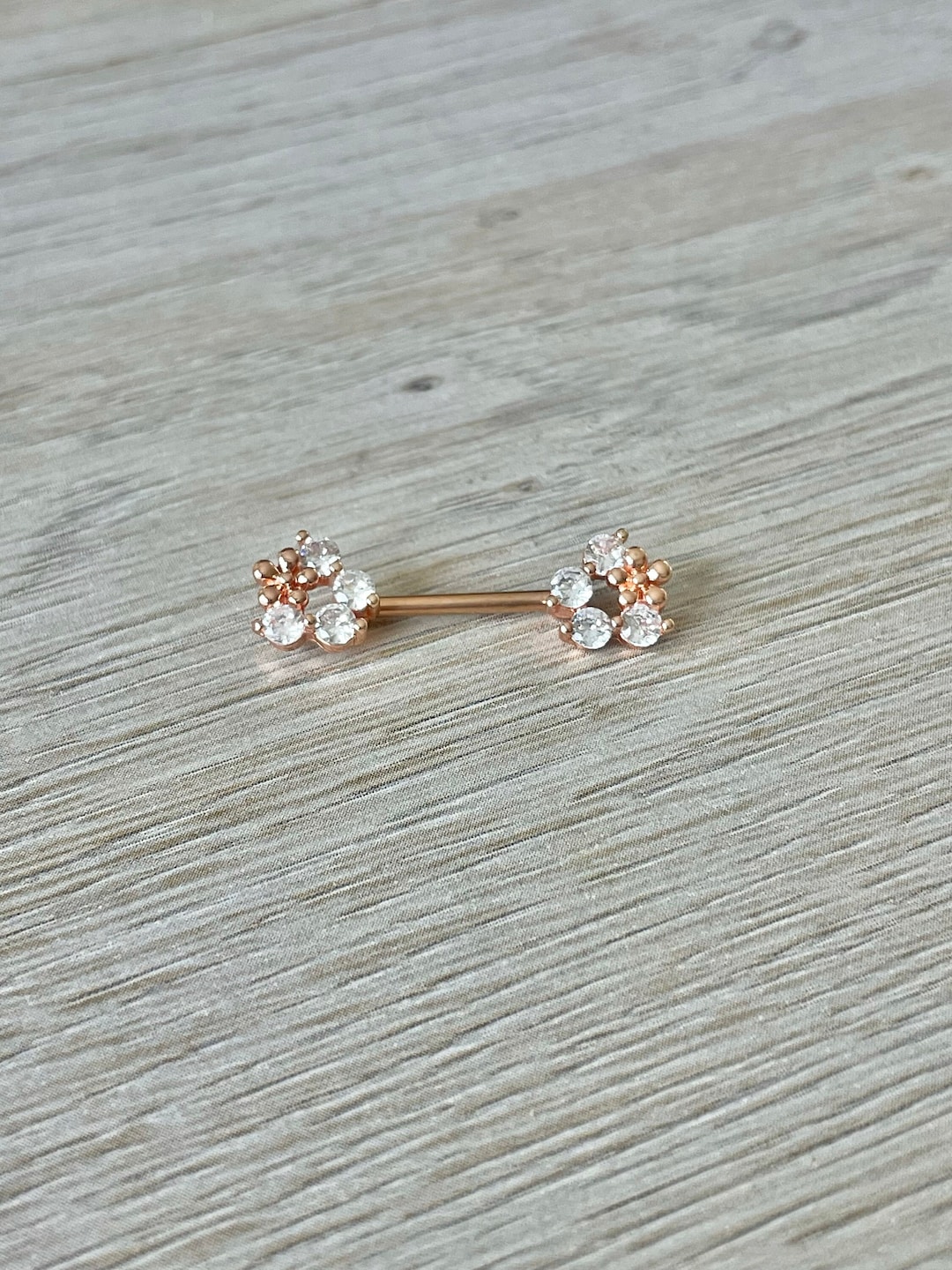 Rose Gold Flower Nipple Jewelry, CZ Nipple Ring, Floral Nipple ...