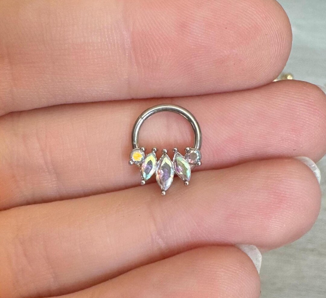 Cute Septum Ring, Aurora CZ Septum Piercing, Unique Septum Jewelry ...