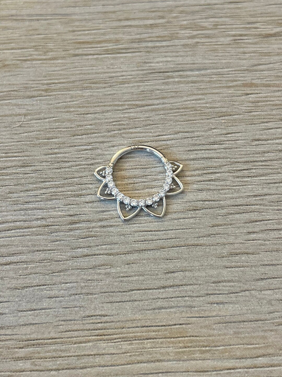 8mm or 10mm 14K Solid Gold Septum Jewelry Septum Ring CZ Diamond Look ...