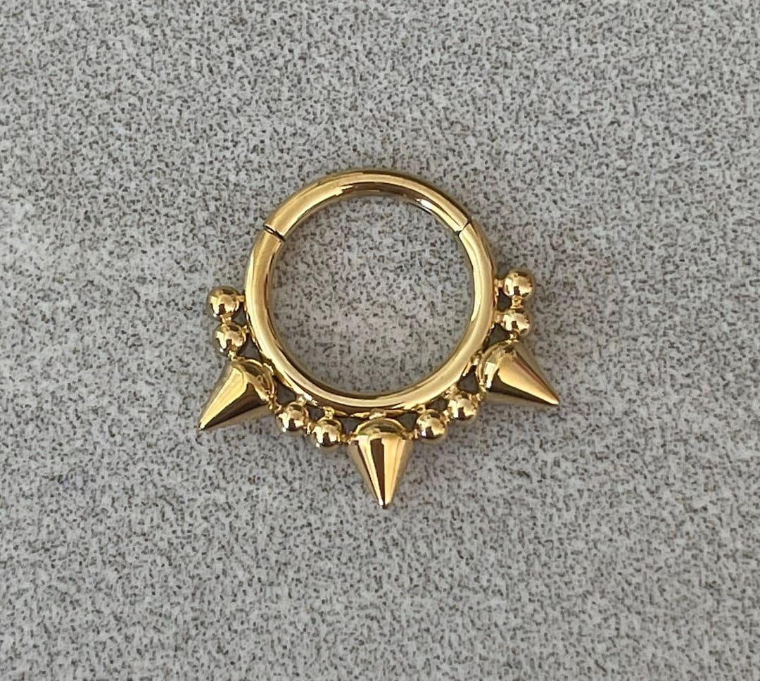 Gold Septum Ring Spike, Septum Jewelry, Septum Piercing, Unique Septum ...