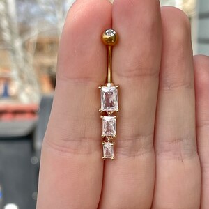 Gold Belly Button Ring Drop Dainty Minimalist Belly Rings 14G Surgical ...