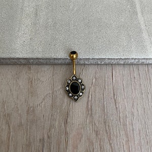 Elegant Gold Black Vintage Belly Button Ring Dainty Minimalist Belly ...