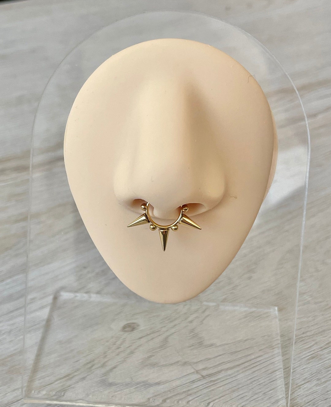 Spike Septum Ring Gold, Septum Piercing Goth, Septum Jewelry, Gold or ...