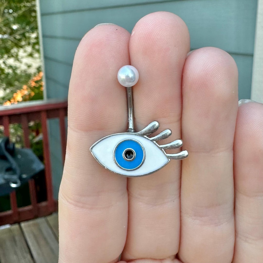 Eye Belly Button Ring, Unique Belly Button Jewelry Piercing Silver ...