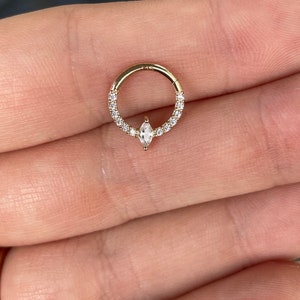 16G Solid Gold Daith Ring CZ Daith Jewelry 8mm or 10mm Dainty 14k Gold ...