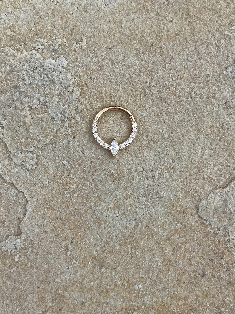 16G Solid Gold Daith Ring CZ Daith Jewelry 8mm or 10mm Dainty - Etsy