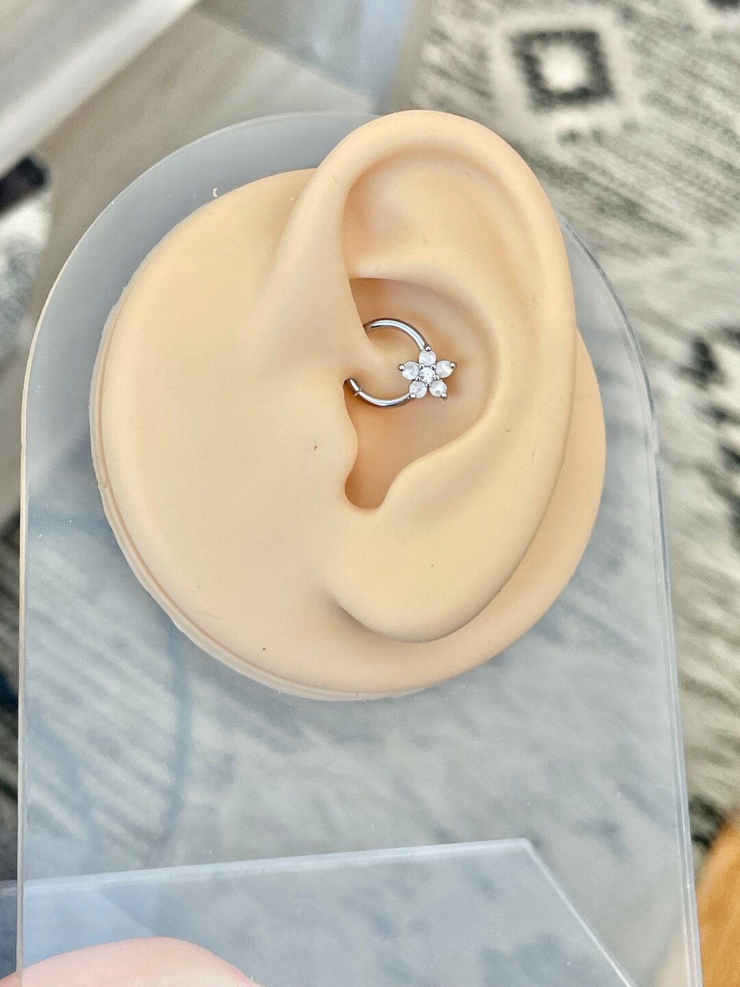 16G Silver Daith Ring 8mm Minimalist Floral Daith Jewelry Simple Daith ...