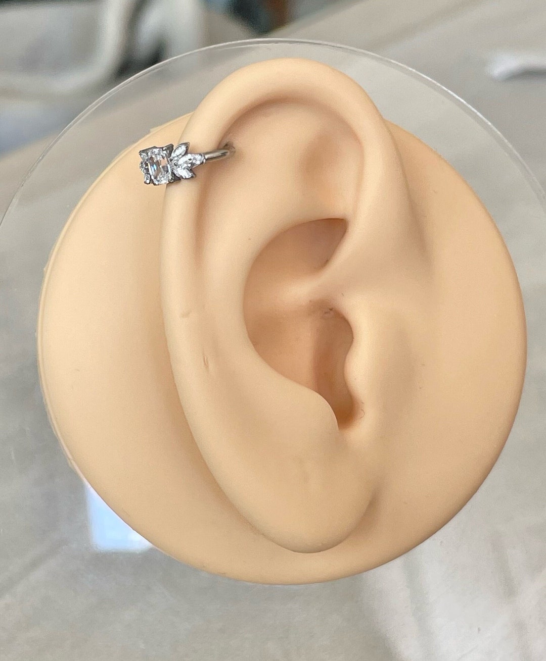 Silver Helix Piercing Titanium Cute Conch Orbital Earring Piercing Cartilage Opal Helix Earring ...