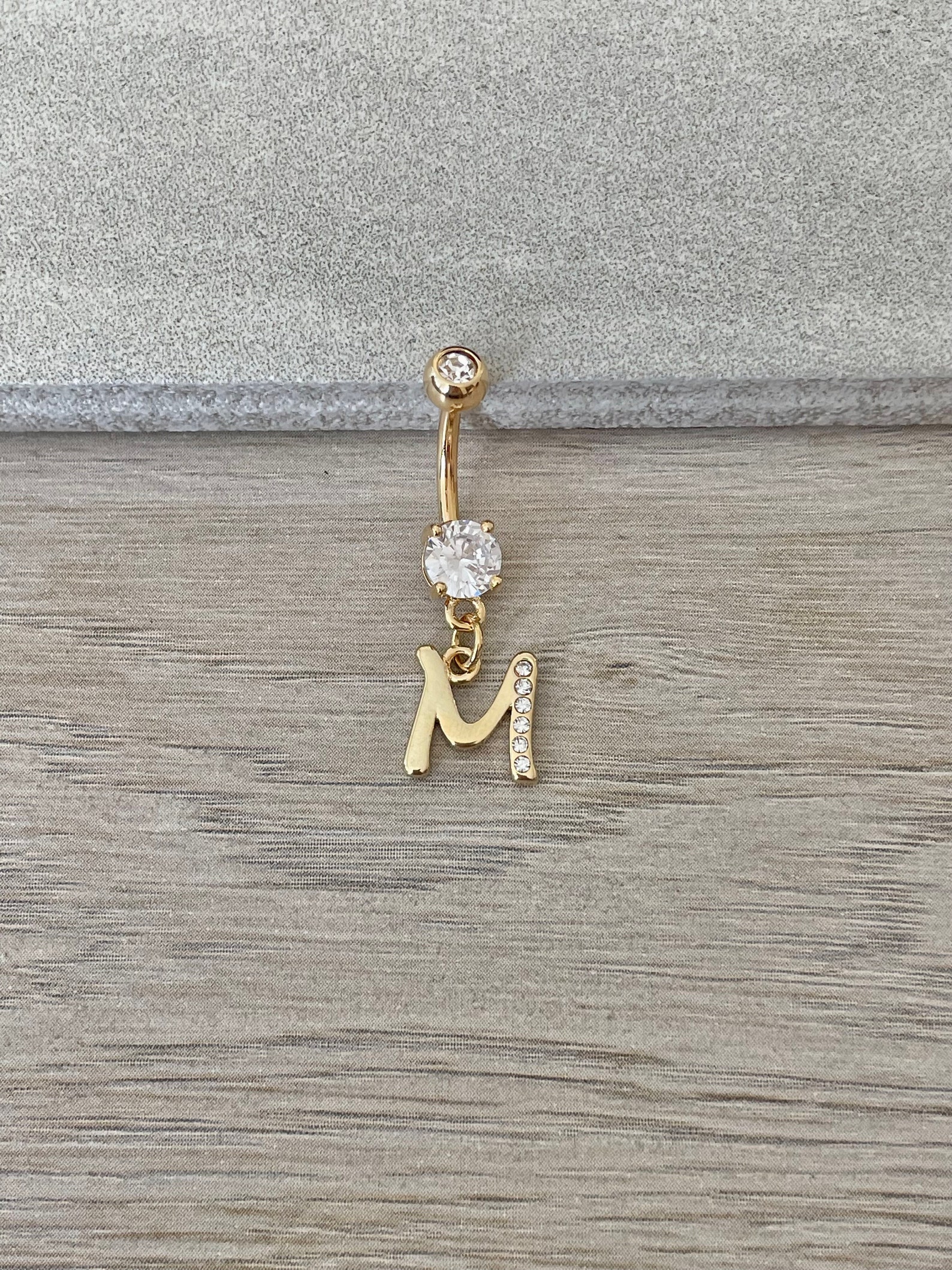 Personalized Initial Belly Button Ring Dainty 14k Gold Belly - Etsy