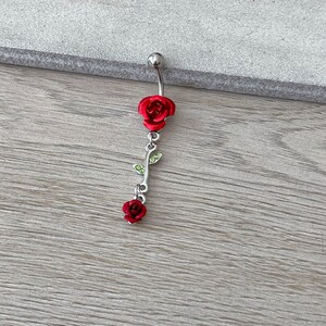 Rose Belly Button Ring Silver, Unique Belly Button Piercing, Cute ...