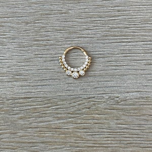 8mm 14K Solid Gold Daith Jewelry Daith Piercing Earring CZ Diamond Look ...