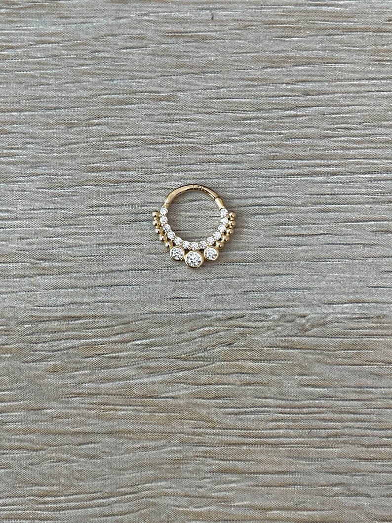 8mm 14K Solid Gold Daith Jewelry Daith Piercing Earring CZ - Etsy