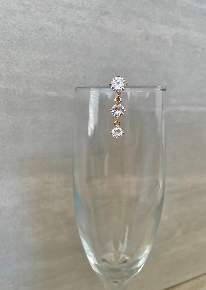 Gold Dangle Belly Button Ring, CZ Surgical Steel Navel Piercing - Etsy