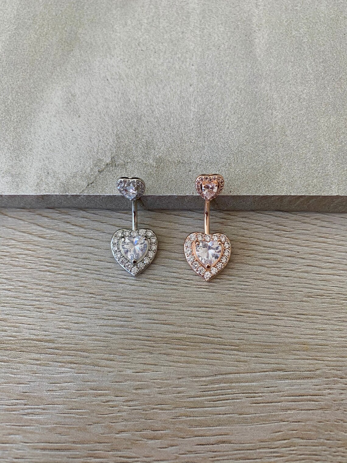 Silver Heart Minimalist Belly Button Ring Small Belly Rings | Etsy