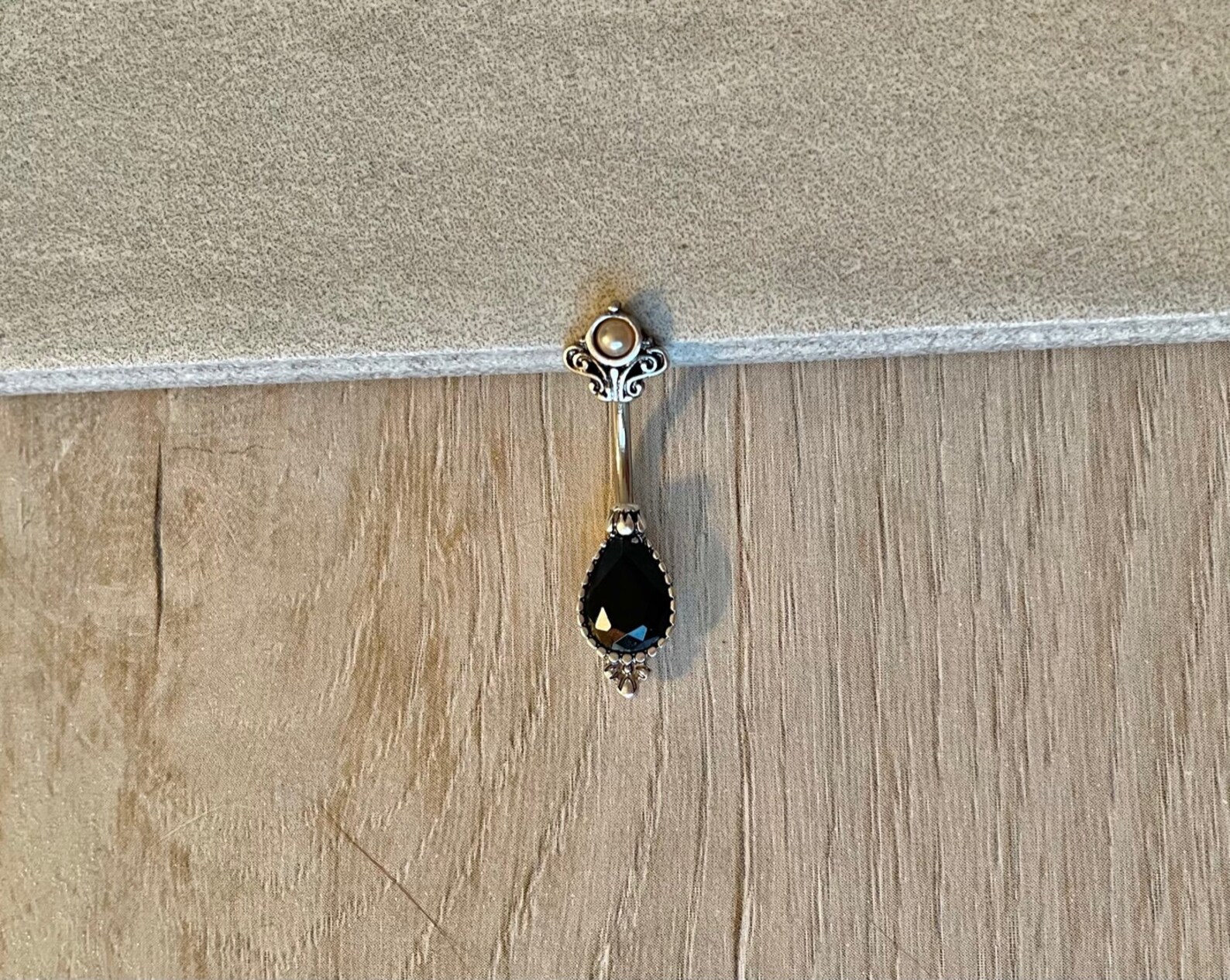 Elegant Silver Black Vintage Belly Button Ring Dainty - Etsy