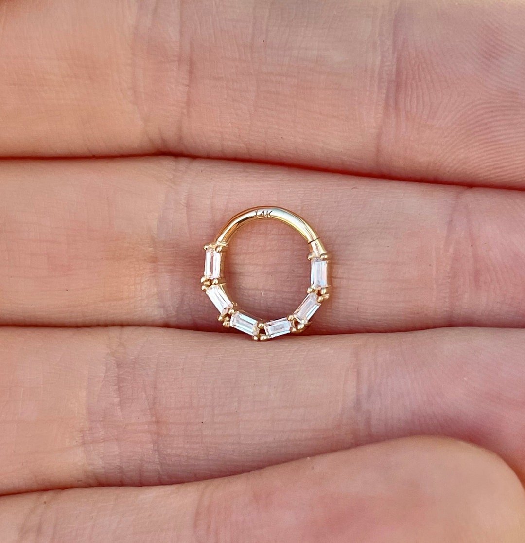 Solid Gold Daith Earring, Dainty 14k Real Gold Daith Jewelry, Yellow ...