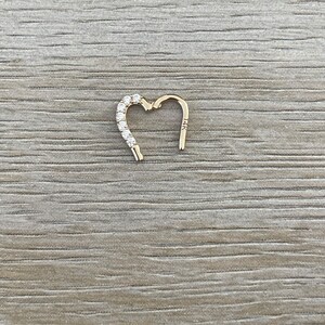 16G Solid Gold Heart Daith Earring 8mm CZ Cute Daith Jewelry Dainty 14k ...