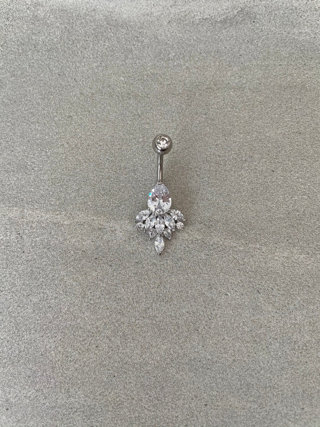 Silver Cluster Belly Button Ring Dainty & Minimalist - Etsy