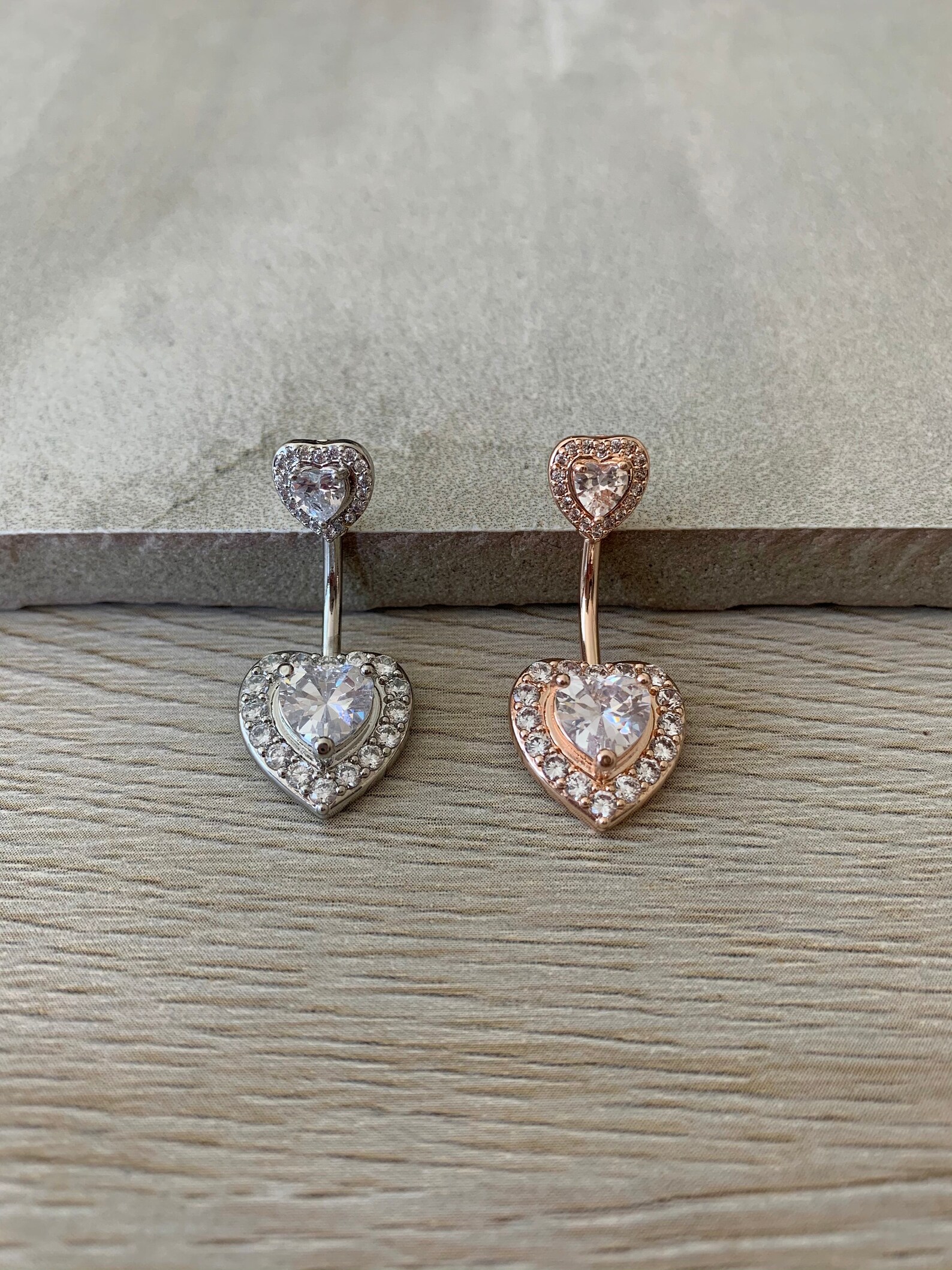 Silver Heart Minimalist Belly Button Ring Small Belly Rings | Etsy