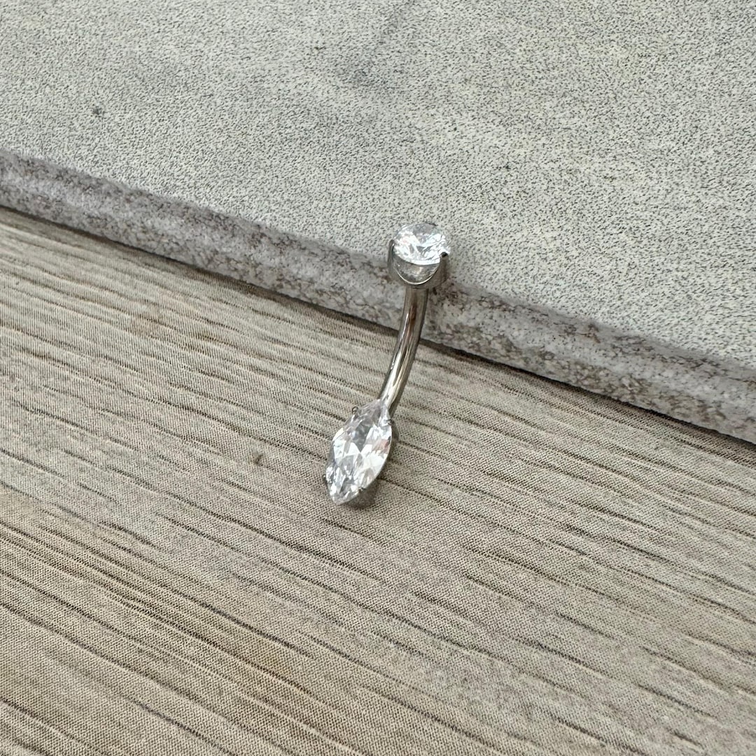 Dainty Belly Button Ring, Internally Threaded Belly Button Jewelry ...