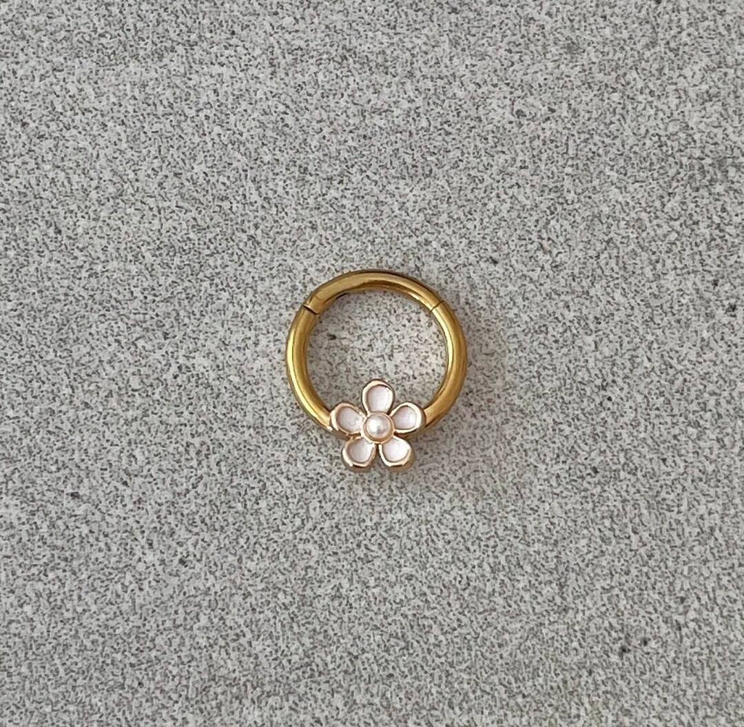 Gold Septum Ring, Flower Septum Piercing, Cute Septum Rings, Septum ...