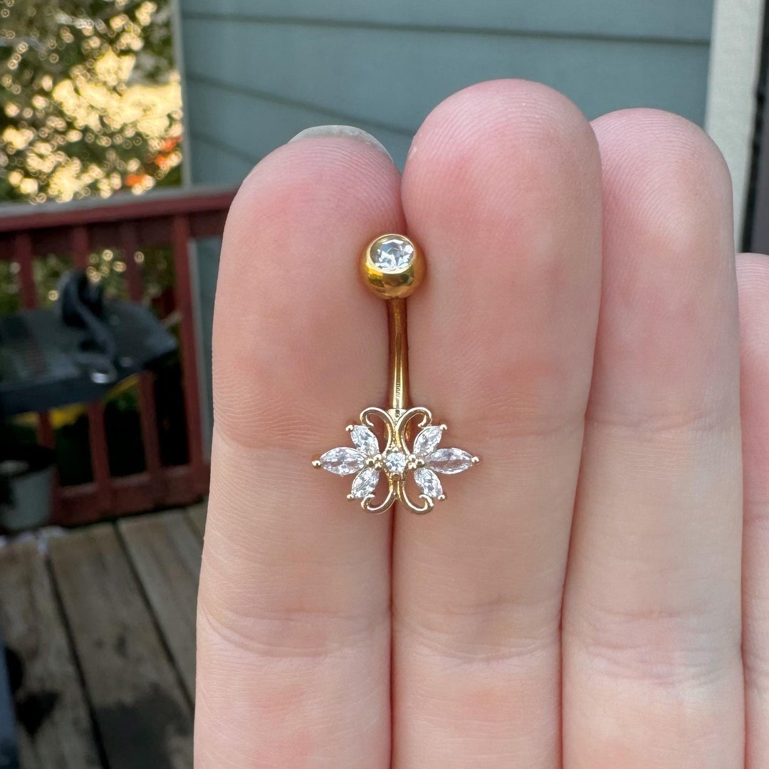 Dainty Gold Belly Button Ring, Simple Belly Button Piercing, Minimalist ...