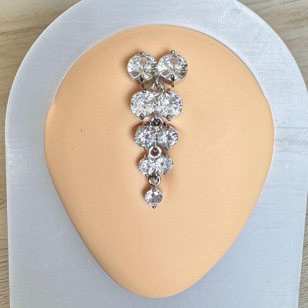 Titanium Top Down Belly Button Ring, Long Floating Belly Button Ring ...