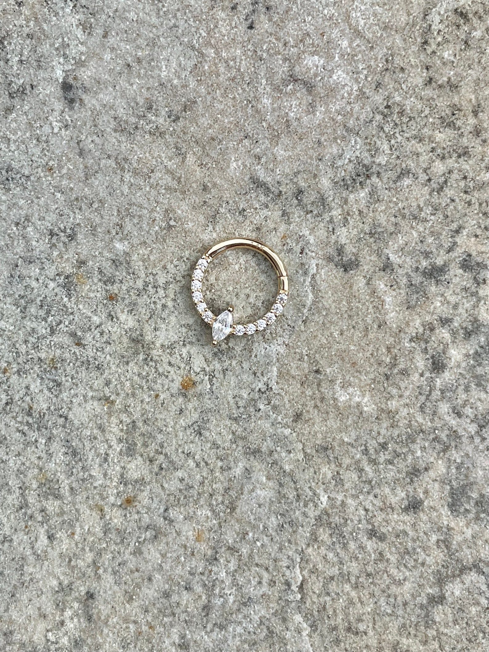 16G Solid Gold Daith Ring CZ Daith Jewelry 8mm or 10mm Dainty - Etsy