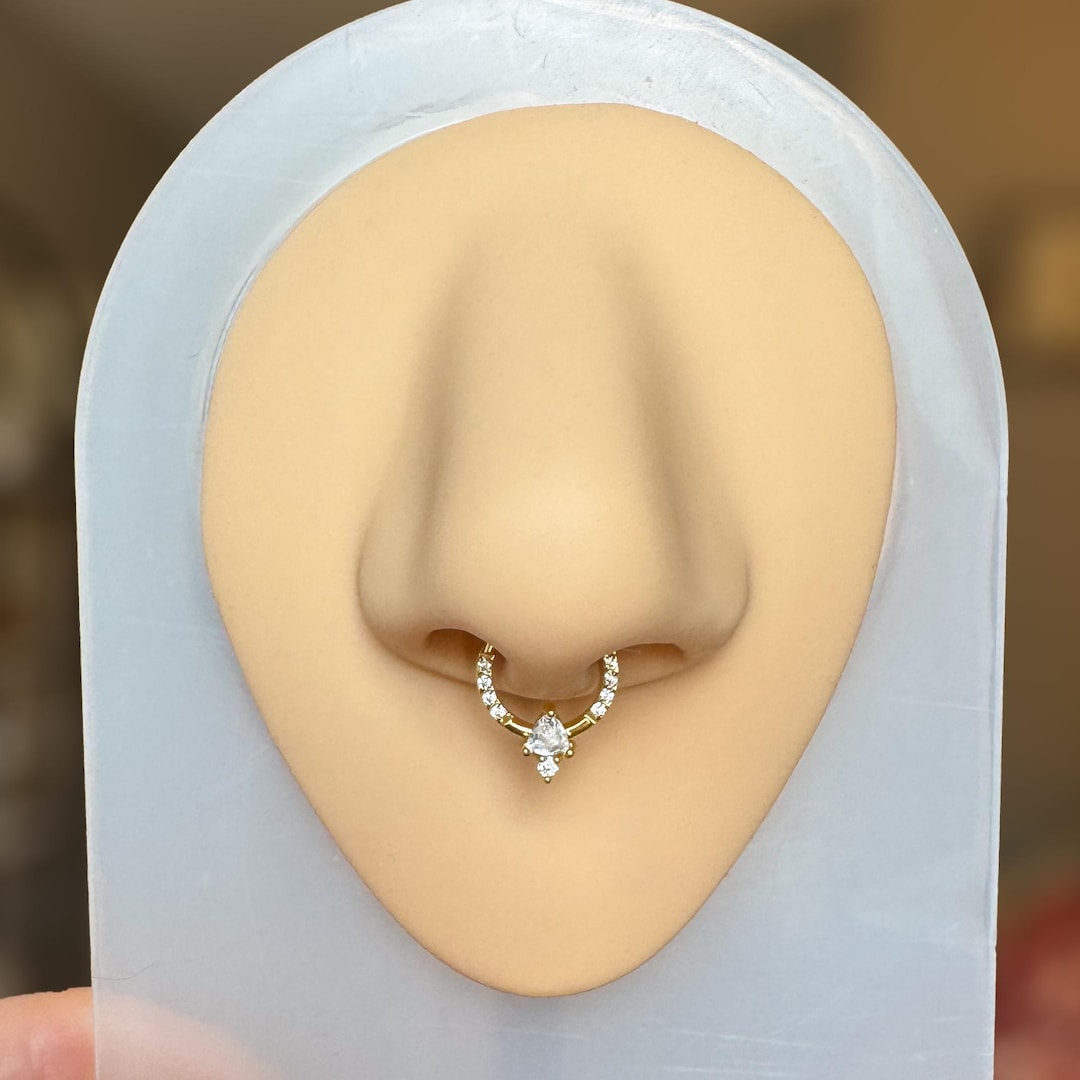 Gold Unique Septum Ring, Cute Minimalist Septum Piercing, Dainty Gold ...