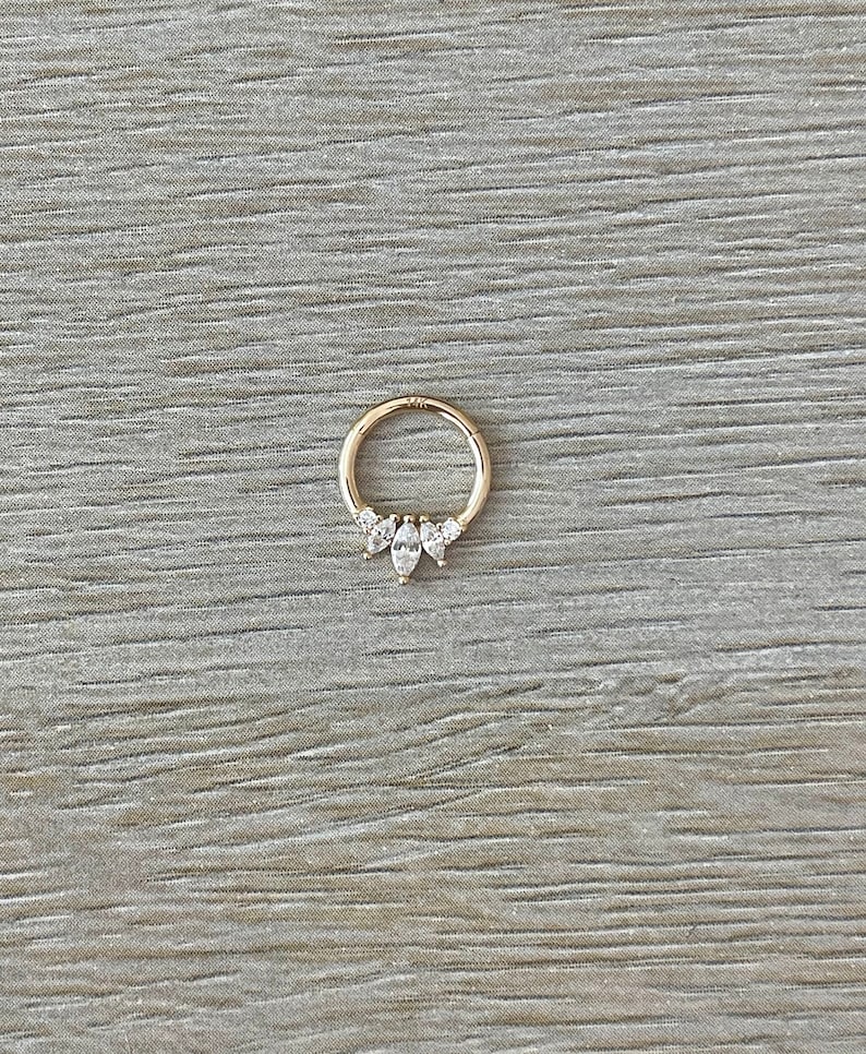 16G Solid Gold Daith Ring 6mm/8mm/10mm CZ Dainty 14k Gold - Etsy