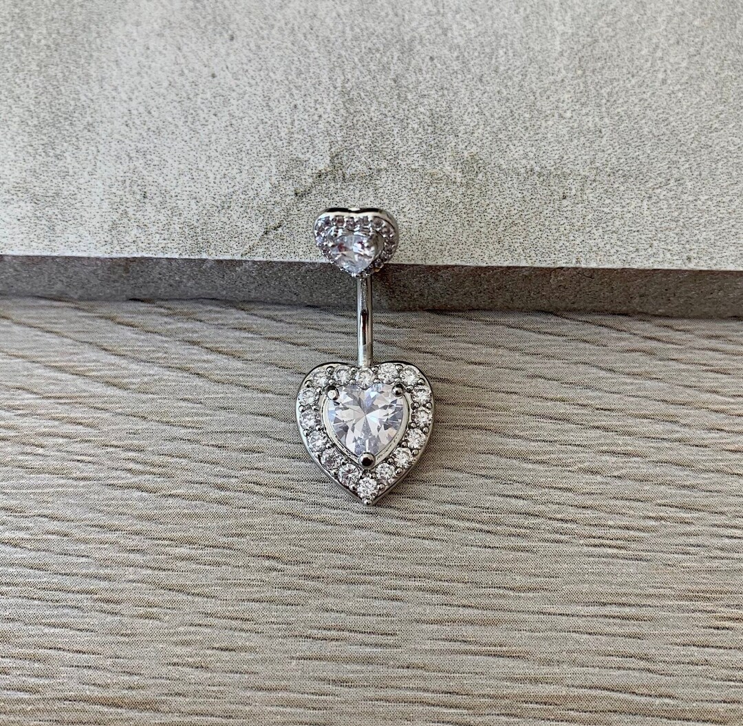 Silver Heart Minimalist Belly Button Ring Small Belly Rings Unique ...
