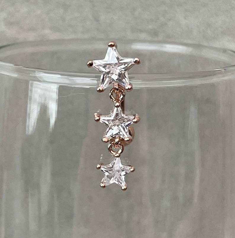 Top Down Belly Button Ring Star Rose Gold 14G 10mm Belly - Etsy