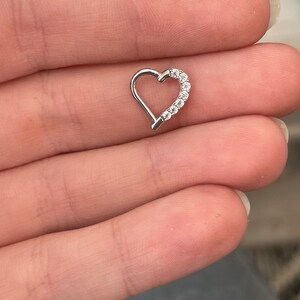 16G Solid White Gold Heart Daith Earring 8mm CZ Cute Daith Jewelry ...