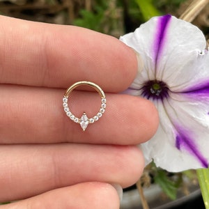 16G Solid Gold Daith Ring CZ Daith Jewelry 8mm or 10mm Dainty 14k Gold ...