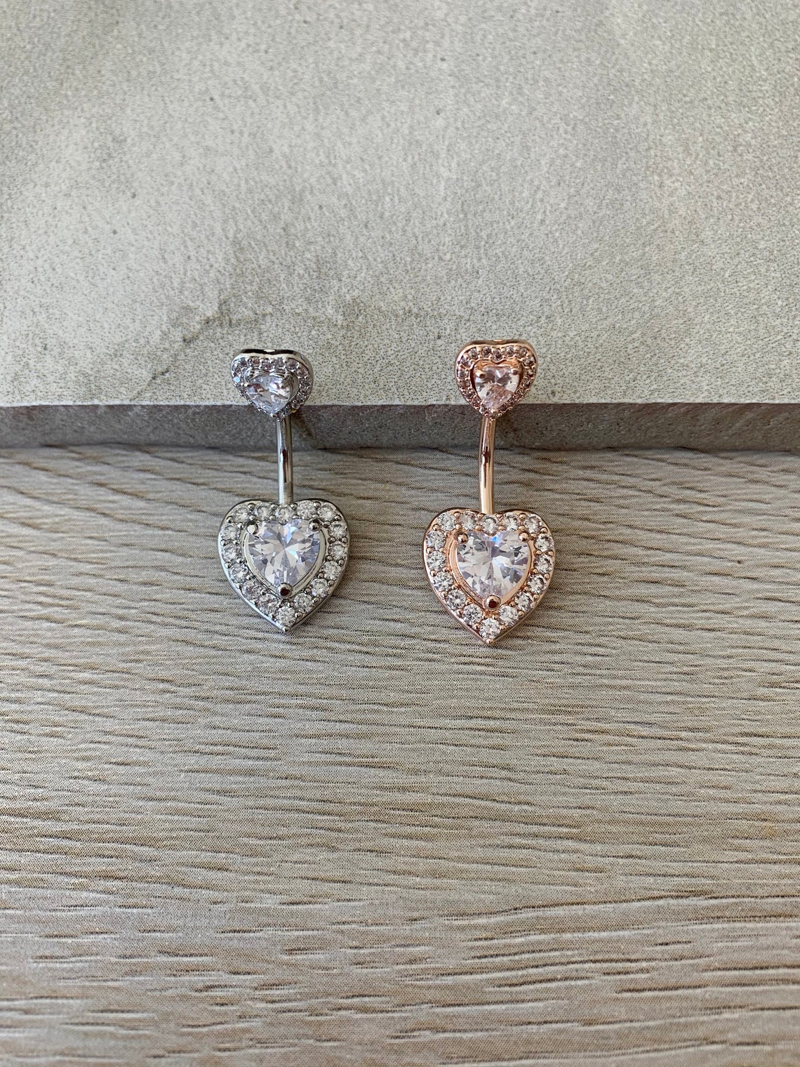 Silver Heart Minimalist Belly Button Ring Small Belly Rings | Etsy