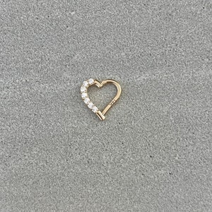 16G Solid Gold Heart Daith Earring 8mm CZ Cute Daith Jewelry Dainty 14k ...