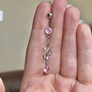 Dangly Belly Button Ring Silver | Blue Long Dainty Minimalist Belly ...