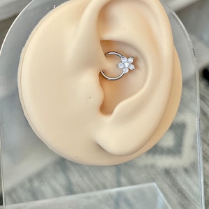 16G Silver Daith Ring 8mm Minimalist Floral Daith Jewelry Simple Daith ...