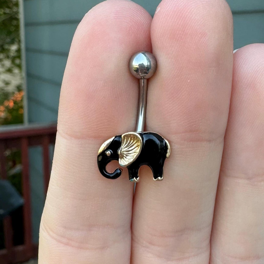 Elephant Belly Button Ring, Dainty Minimalist Belly Button Jewelry ...