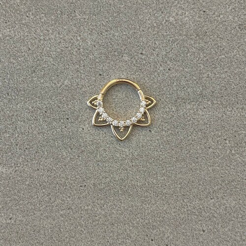 16G Solid Gold Daith Ring CZ 8mm/10mm Dainty 14k Gold Daith - Etsy