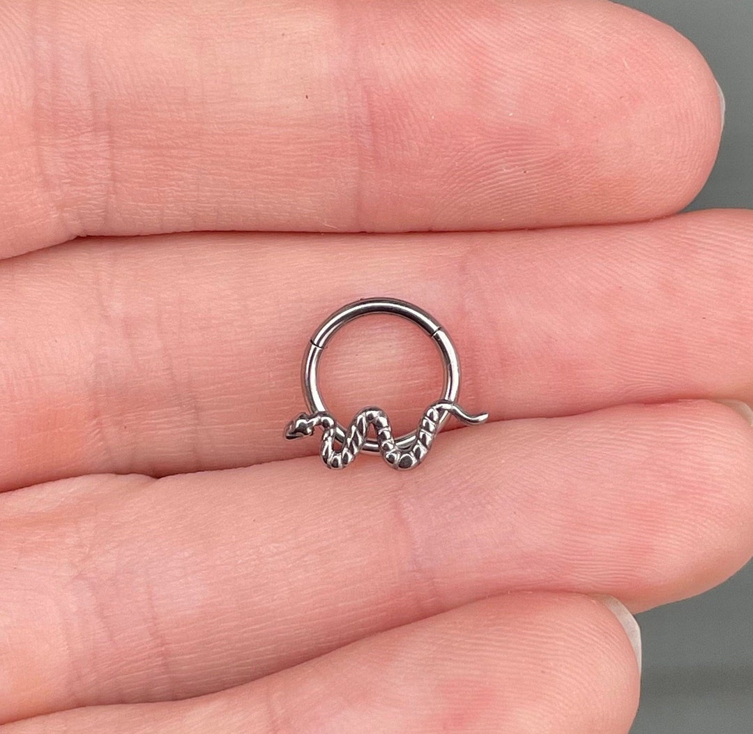 Silver Septum Ring, Snake Septum Piercing, Septum Jewelry, Septum ...