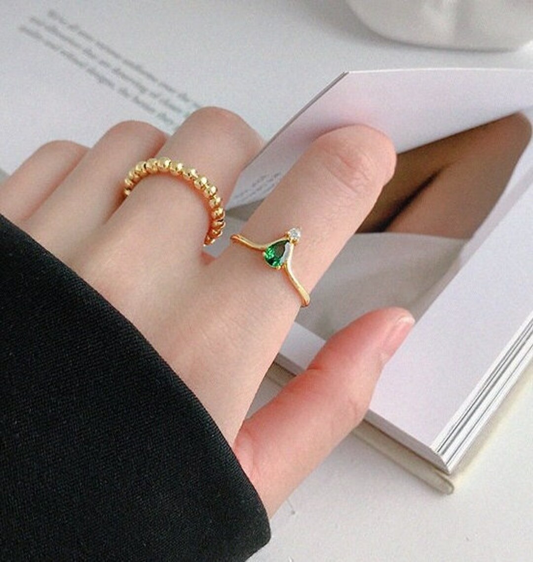 Thin Gold Rings Adjustable Stackable Rings Set Gold Sterling Silver ...