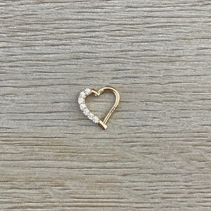 16G Solid Gold Heart Daith Earring 8mm CZ Cute Daith Jewelry Dainty 14k ...