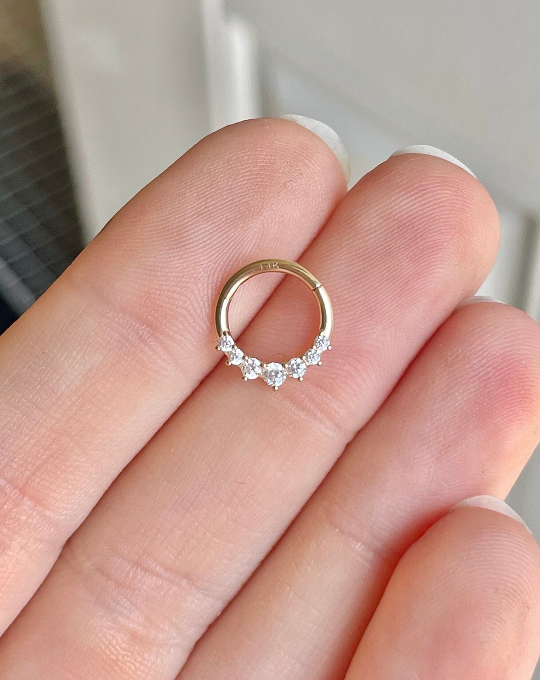 Solid Gold Septum Ring, 14k Gold Septum Piercing, Dainty & Cute Septum ...