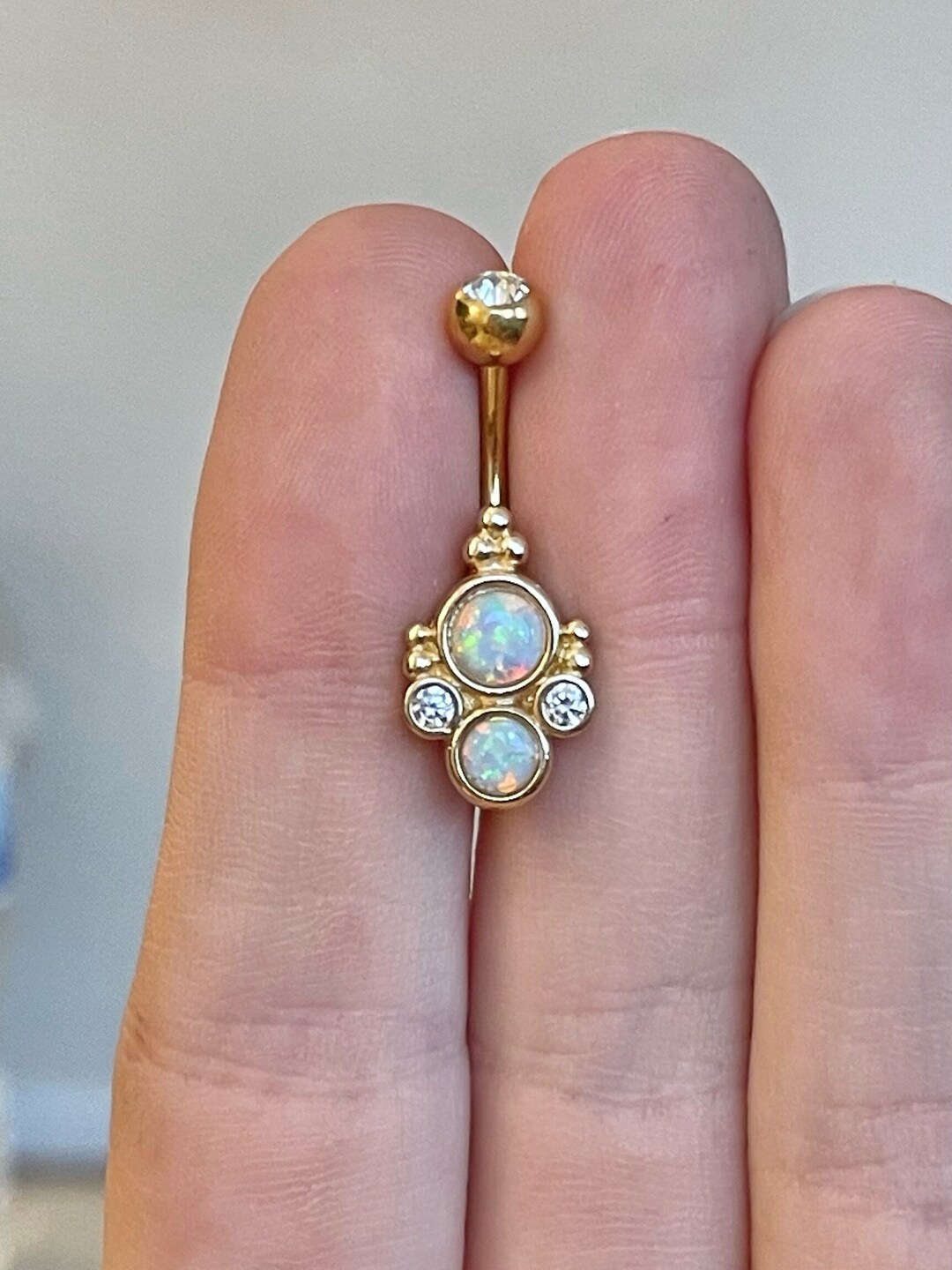 Gold Opal Belly Button Rings, Cute Belly Button Piercing, Small Belly ...