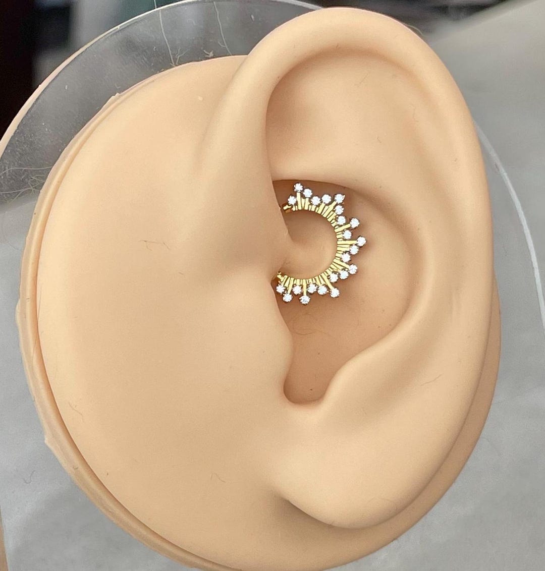 Gold Sunburst Daith Earring – 316L Surgical Steel Clicker Hoop Piercing ...