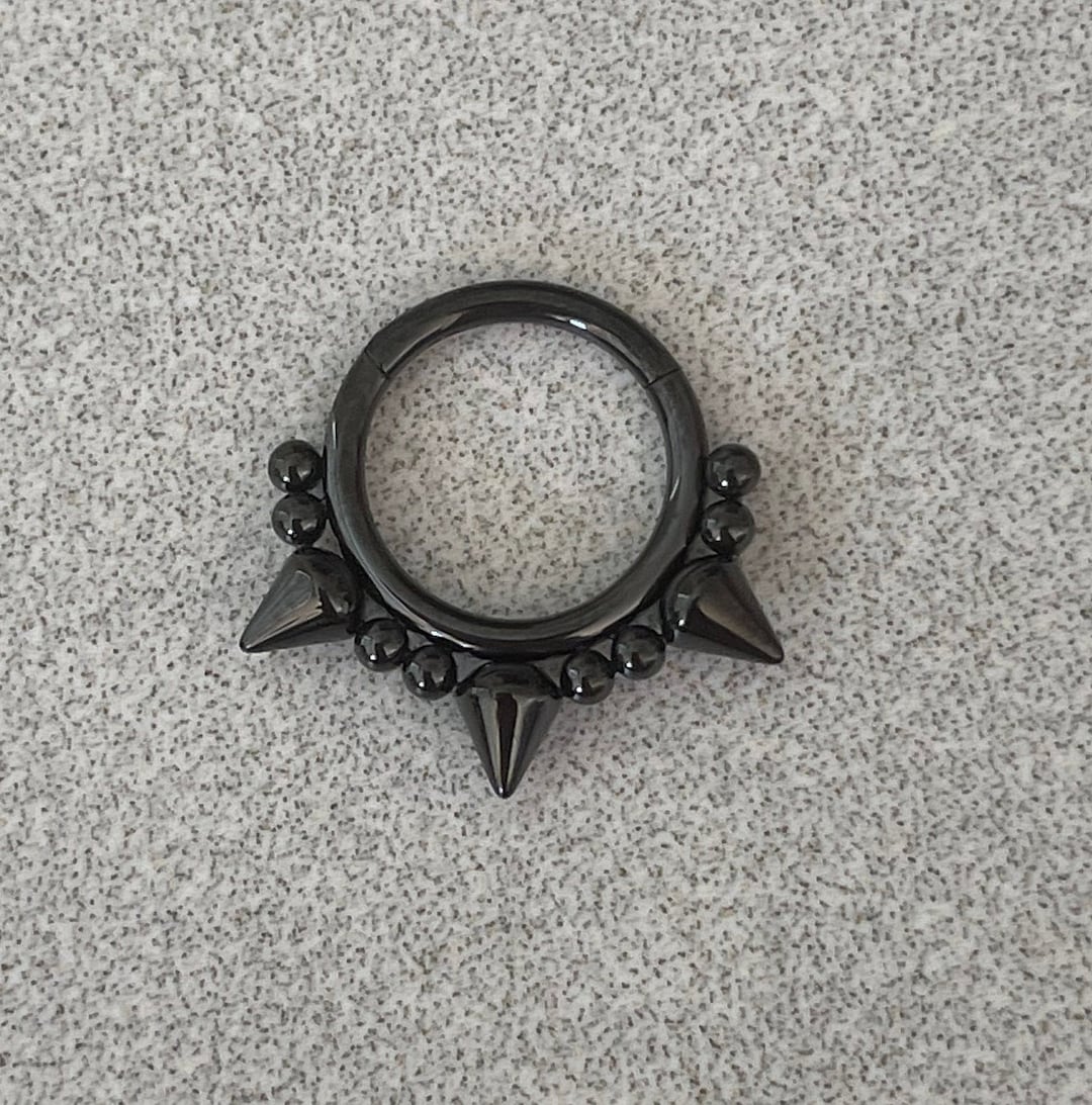 Spike Septum Ring, Unique Black Septum Piercing, Septum Jewelry, Septum ...