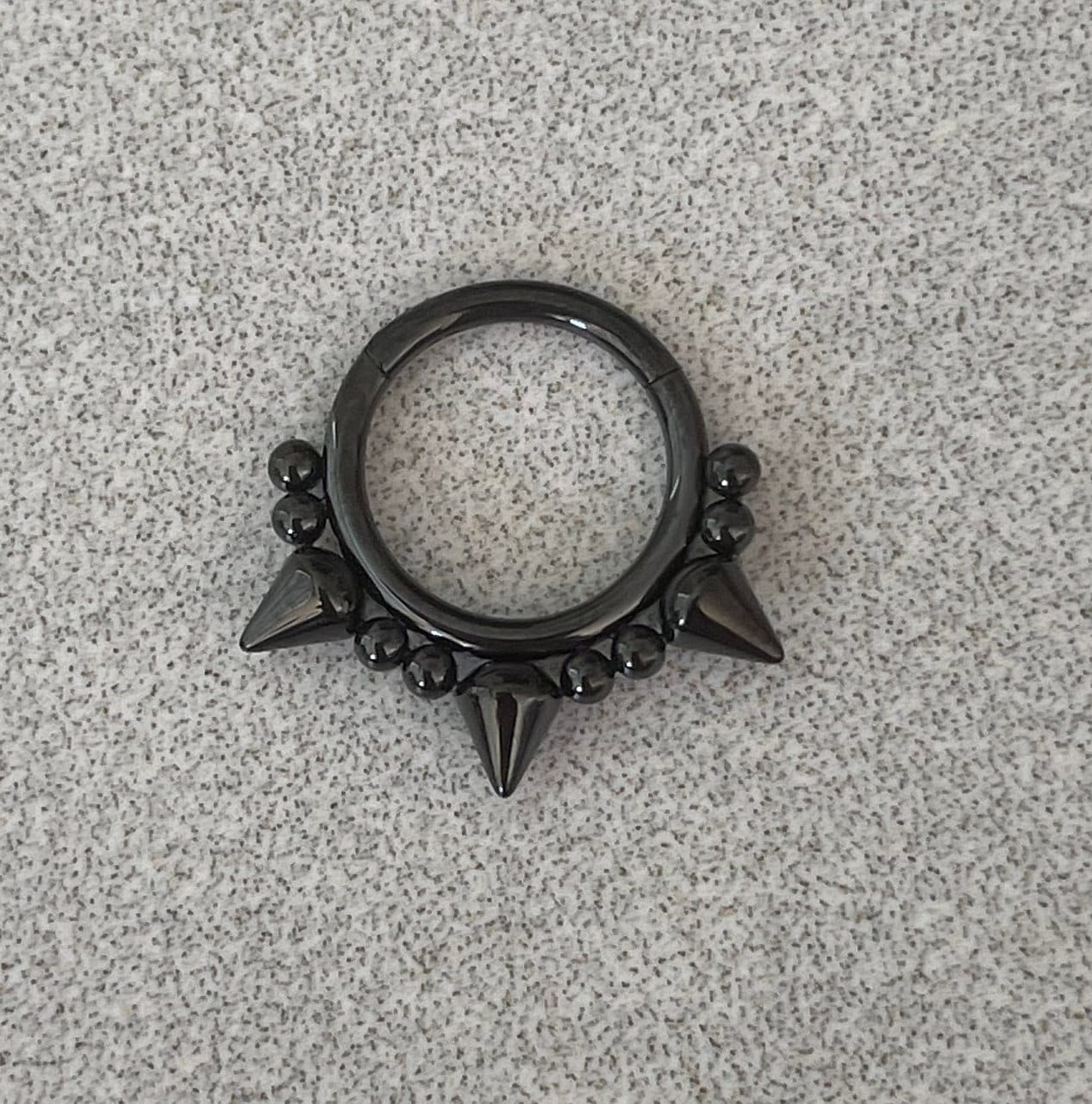 Black Spiked Daith Earring, Surgical Steel Clicker Hoop, Gothic ...