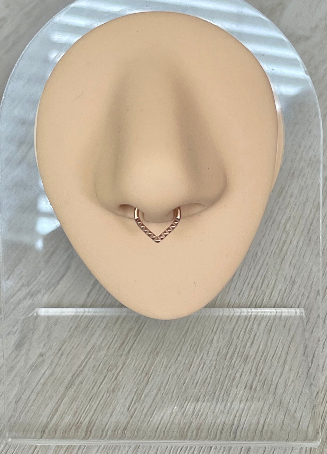 Titanium Septum Ring Rose Gold Septum Jewelry Clicker 8mm 16G V Dainty Septum Piercing Cute ...