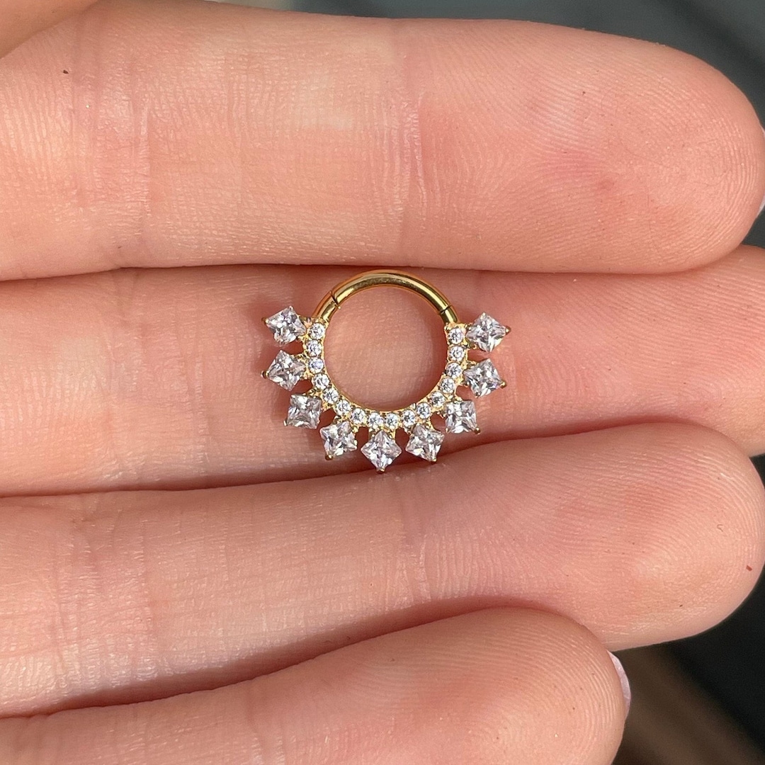 16G Gold Sunburst Titanium Daith Jewelry | Cute Daith Earring Clicker ...